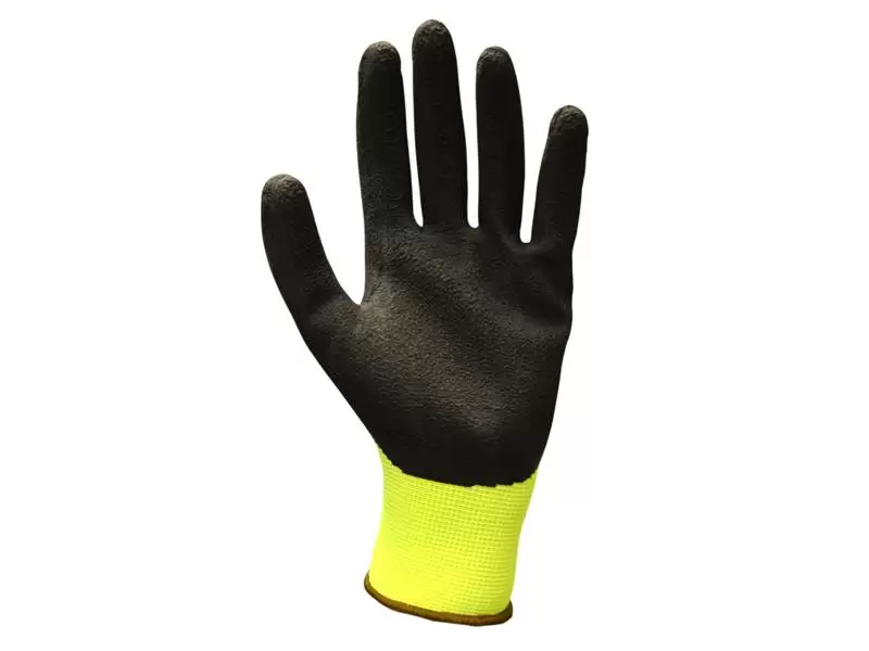 Scan Hi Vis Yellow Foam Latex Coated Gloves L (Size 9)