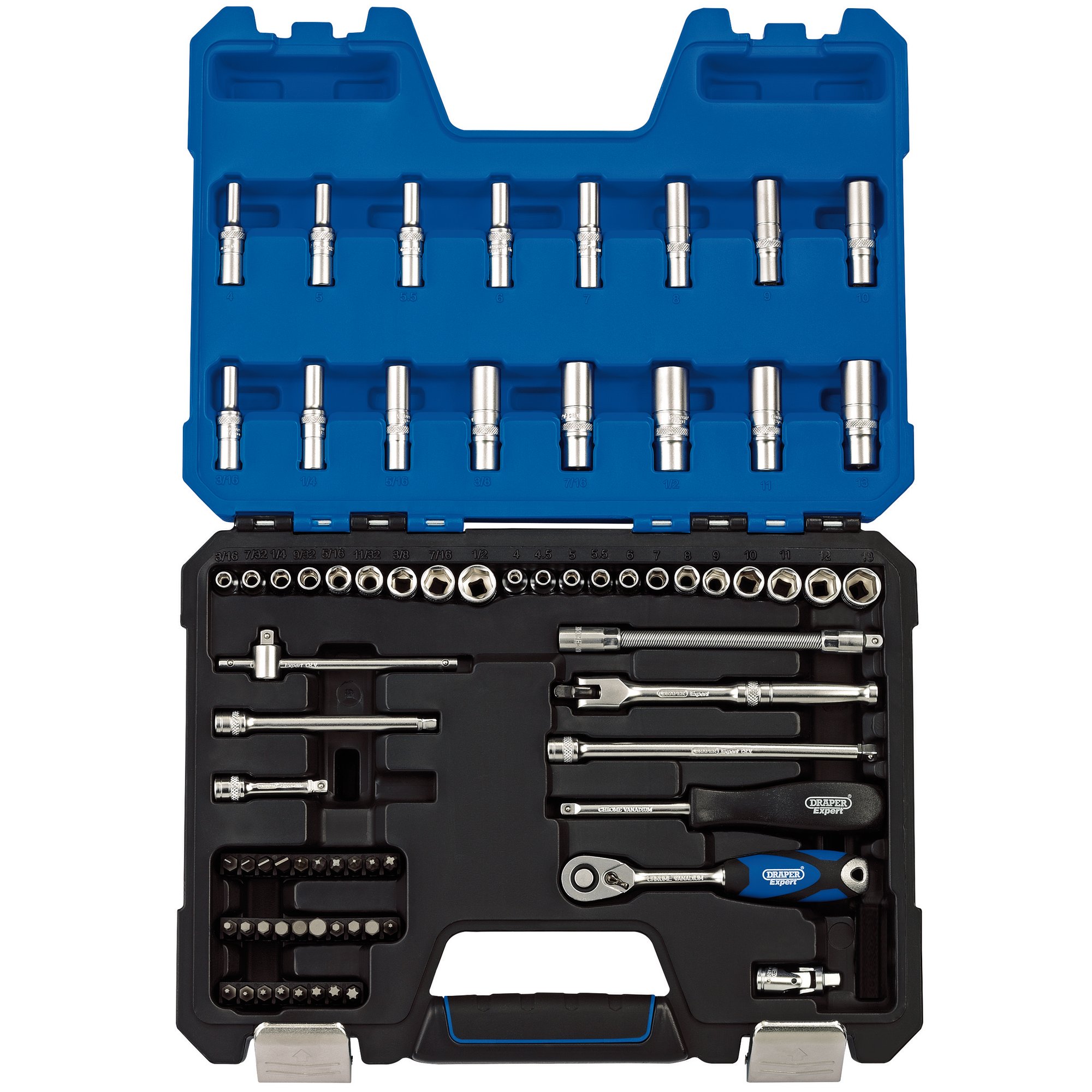 Draper Tools - 16448 - MM/AF Combined Socket Set, 1/4" Sq. Dr. (75 ...