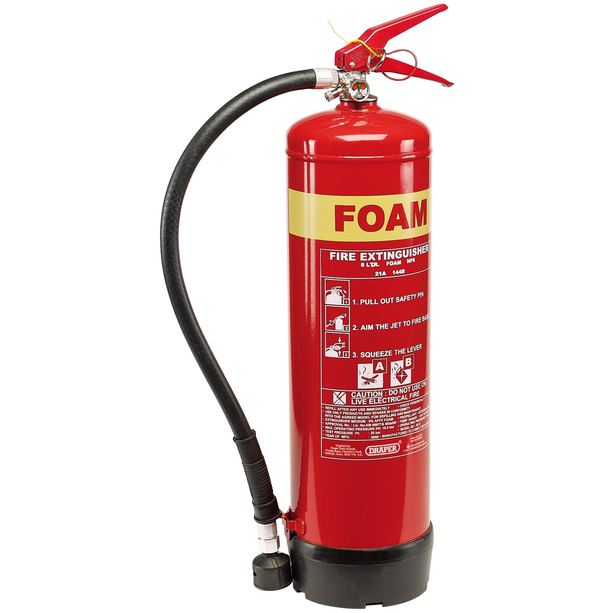 Draper Tools - 21674 - Foam Fire Extinguisher, 6L | 5010559216741