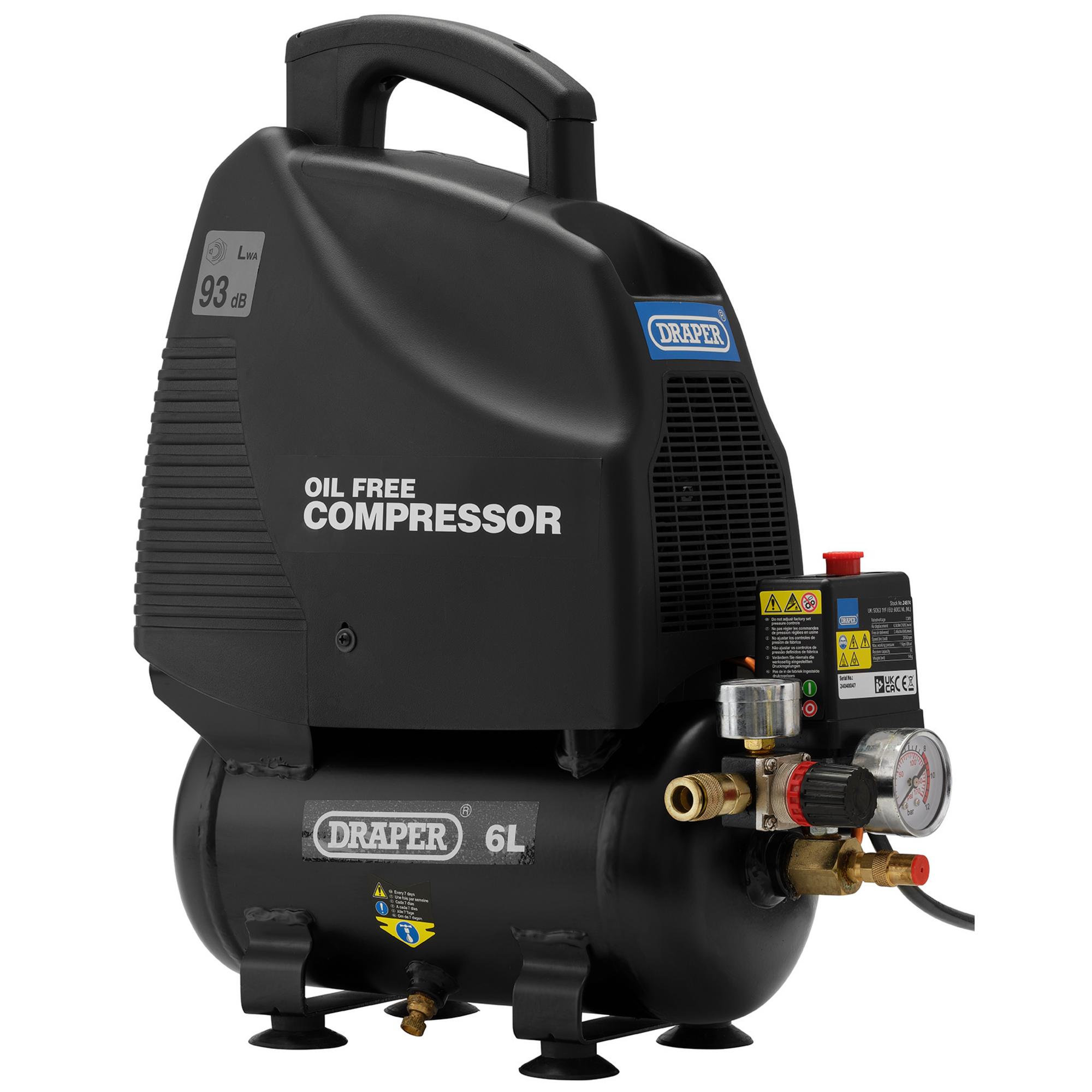 Draper Tools - 24974 - 6L Oil-Free Air Compressor, 1.1kW/1.5hp ...