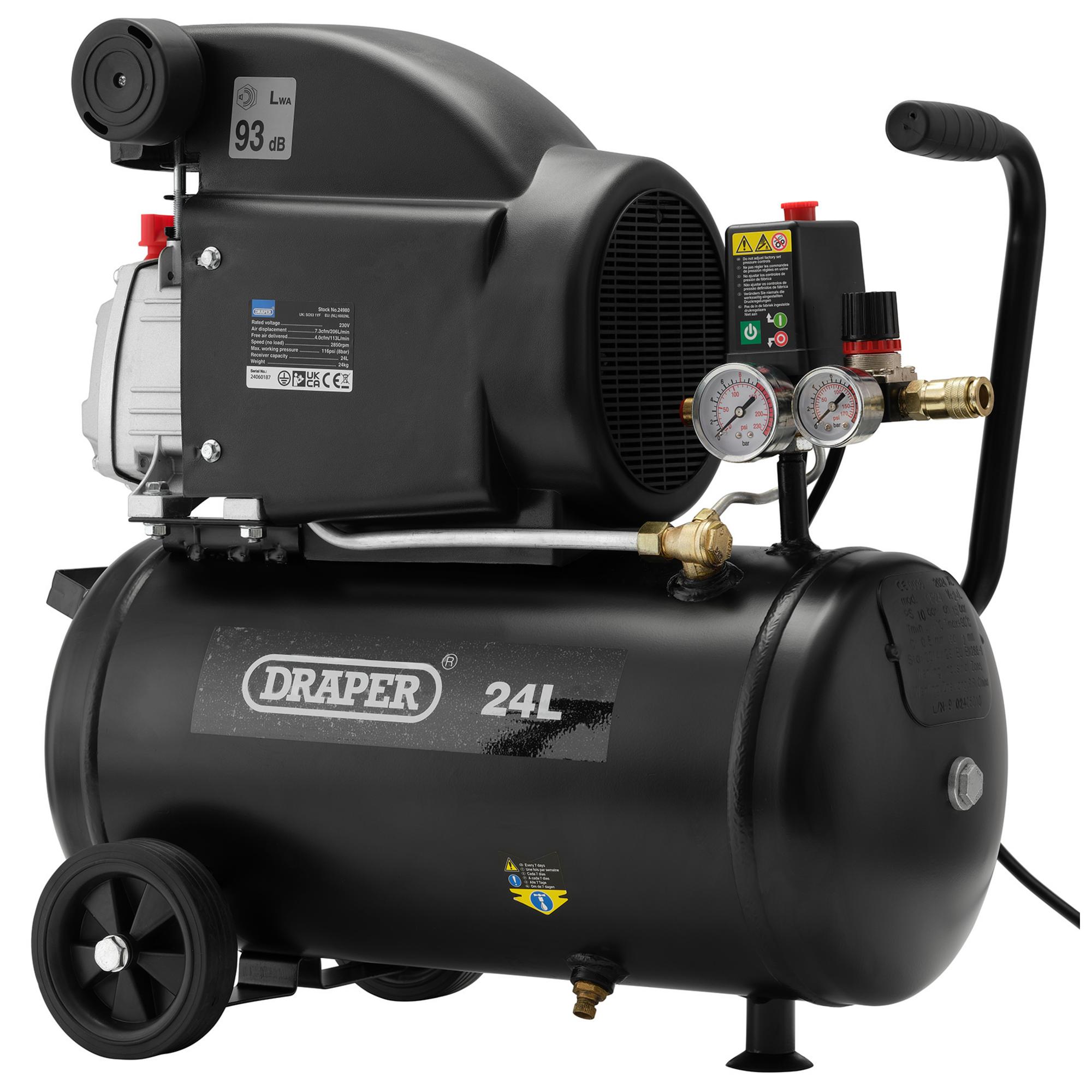 Draper Tools - 24980 - 24L Direct Drive Air Compressor, 1.5kW/2hp ...