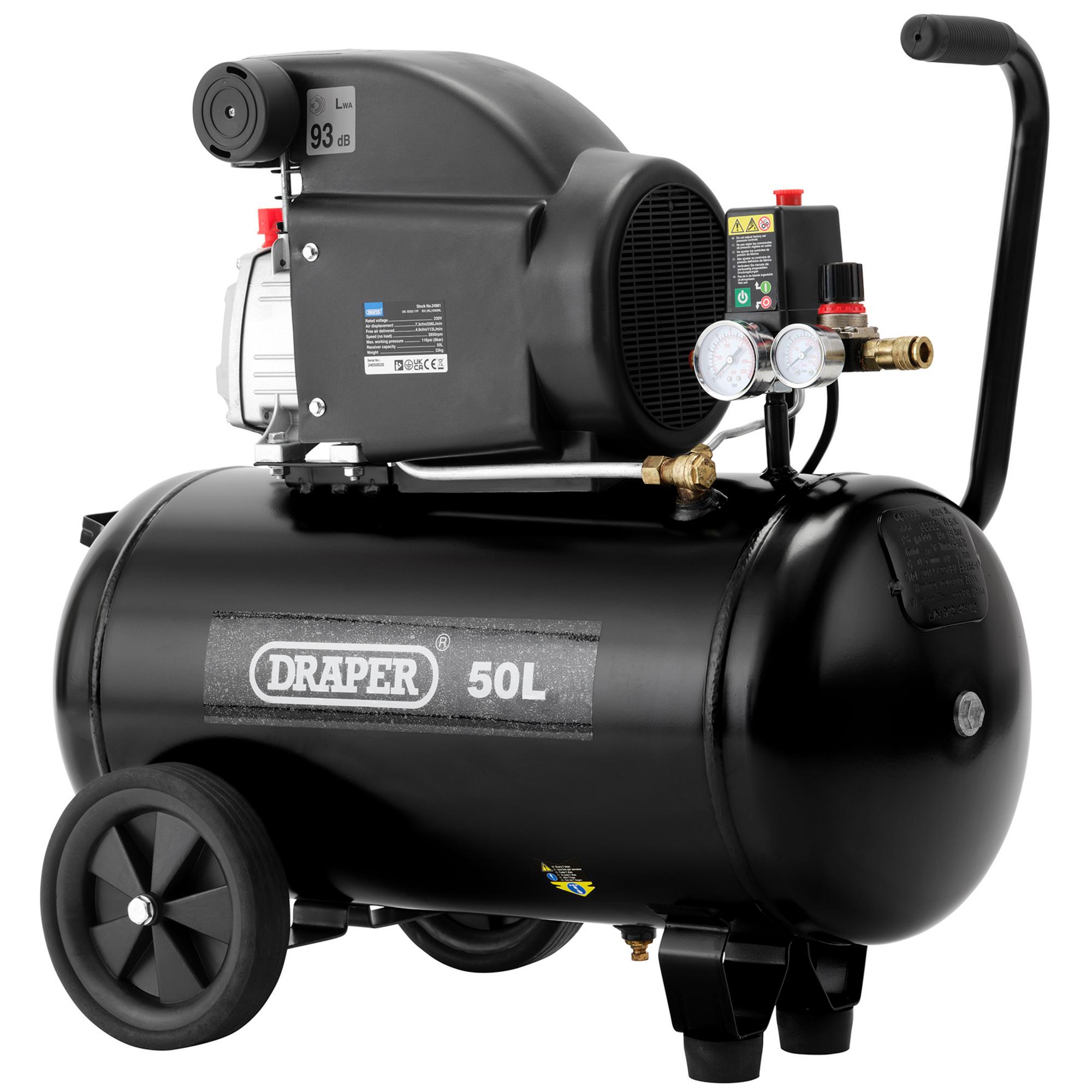 Draper Tools - 24981 - 50L Direct Drive Air Compressor, 1.5kW/2hp ...