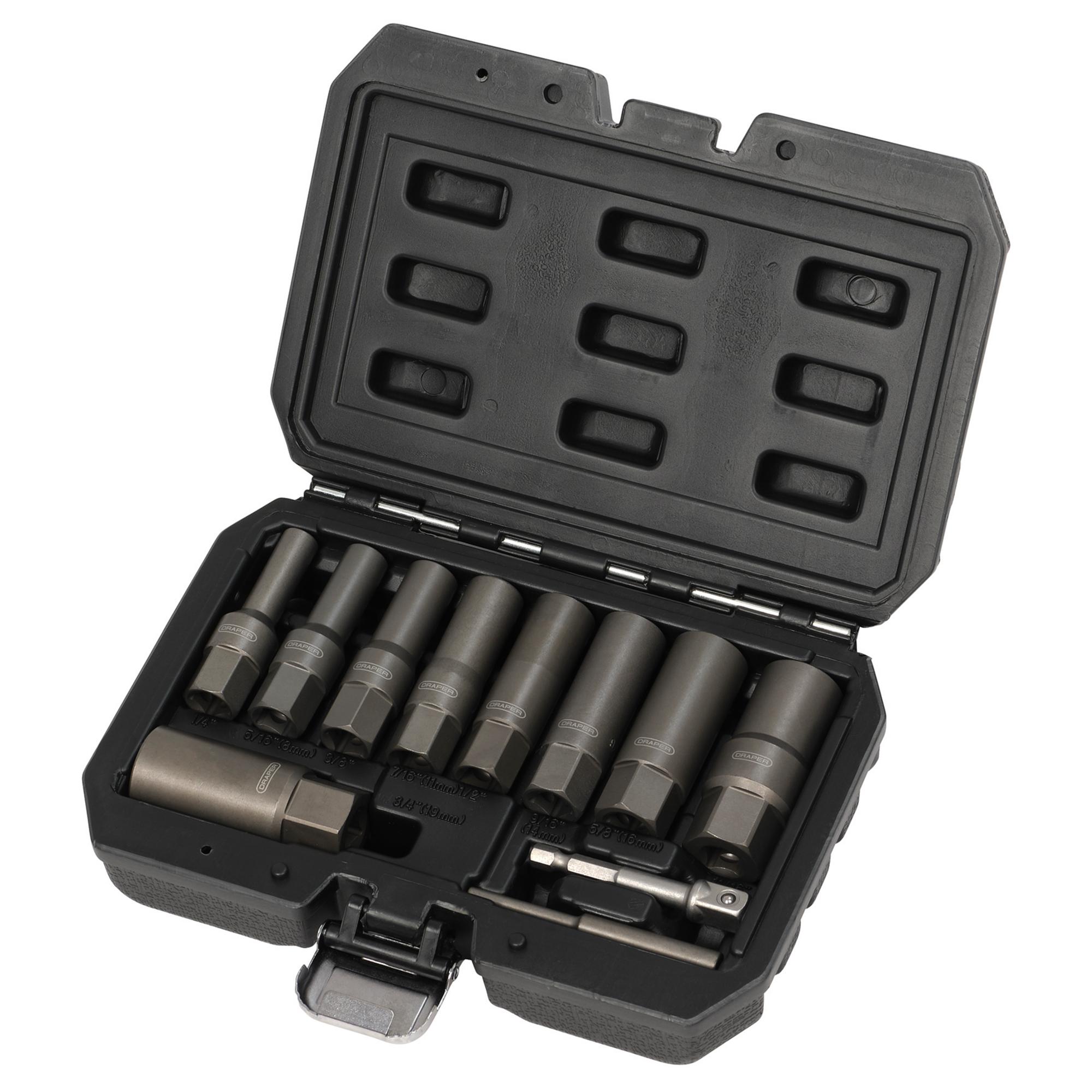 Draper 28197 Spiral Type Deep Bolt Extractor Set, 3/8" Sq...
