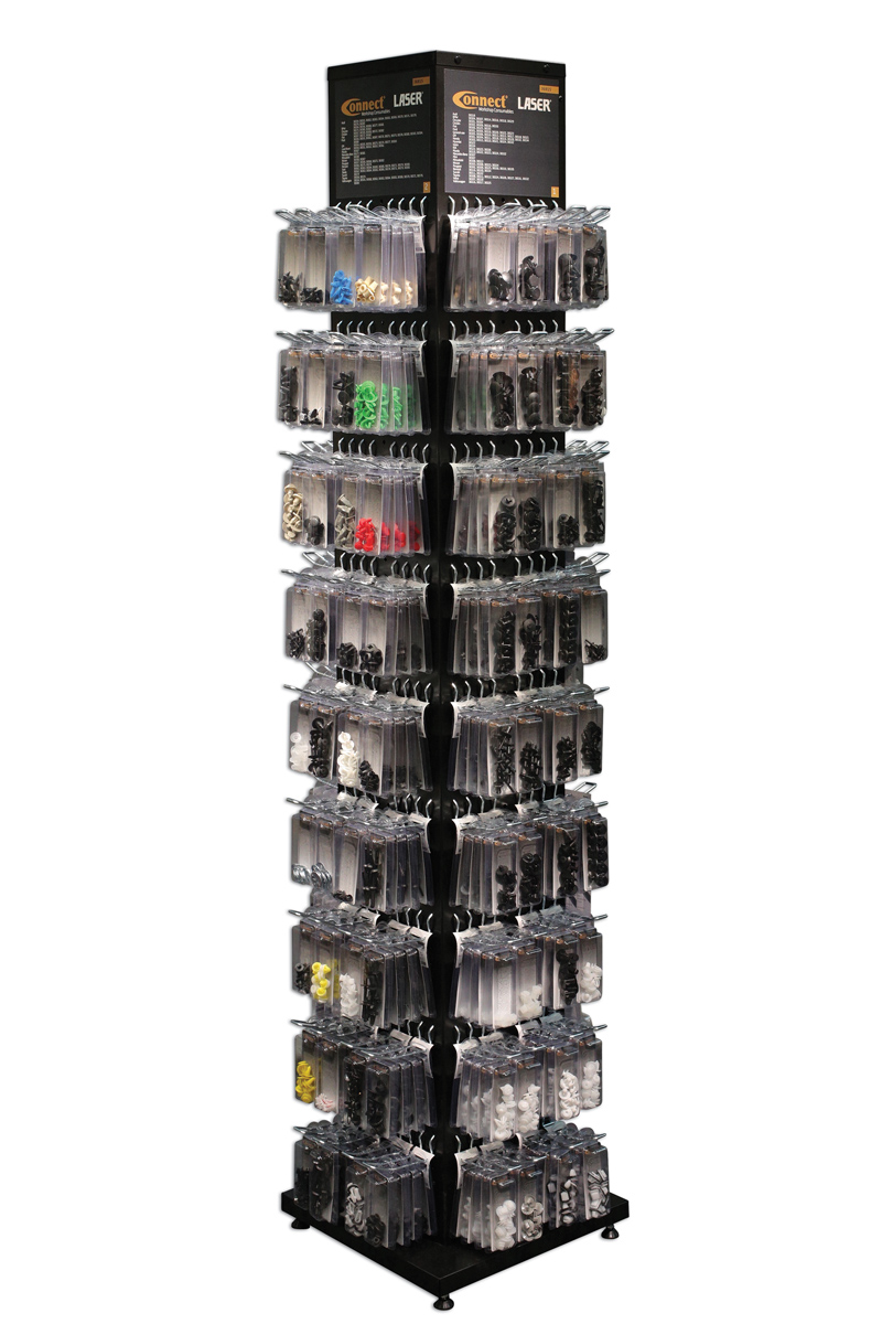 Connect - 36815 - Trim Clip Tower Stand (Metal) c/w 484 Clam Packs & 12 ...