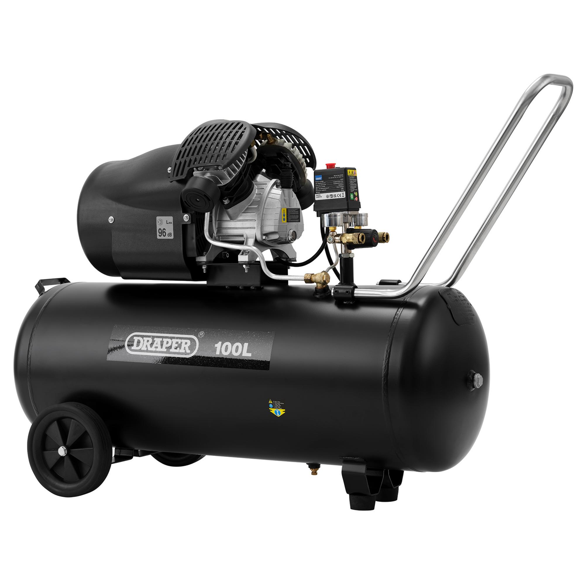 Draper Tools - 65396 - 100L Direct Drive V-Twin Air Compressor, 2.2kW ...