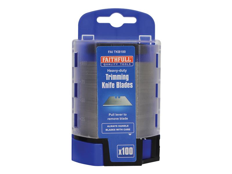 Faithfull Heavy-Duty Trimming Knife Blades (Box 100) in safe storage ...