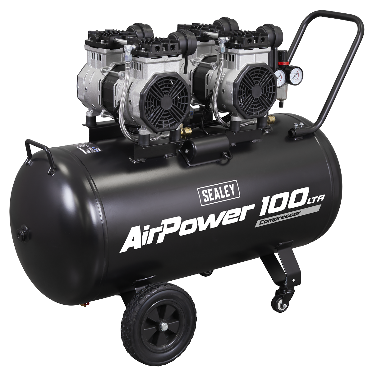 Sealey 100L Oil Free Low Noise Direct Drive Air Compressor 2 x 2hp ...